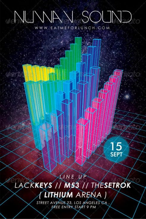 Retro Futurism Flyer Template Download Electro Party Flyer Templates