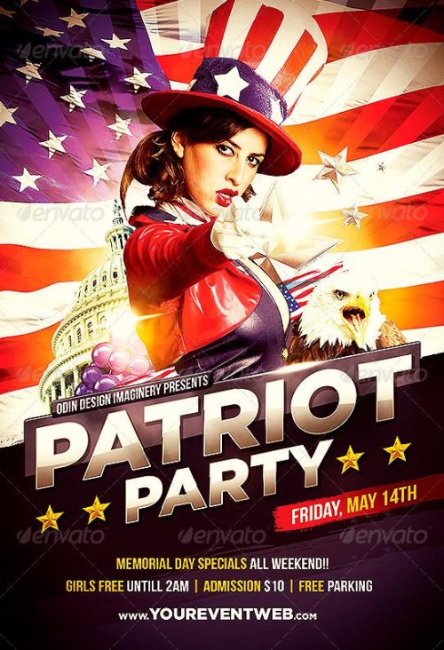 Flyer Template: Patriot Party Flyer Template Memorial Day Flyer
