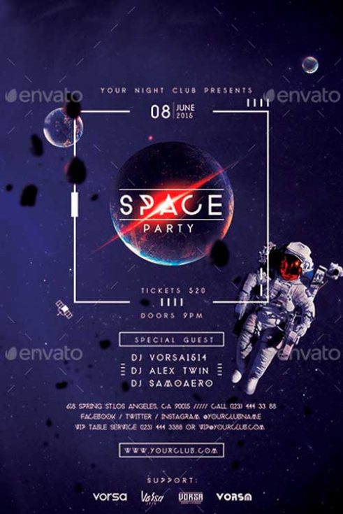 Download the Space Party Flyer Template - Electro Flyer - FFFLYER