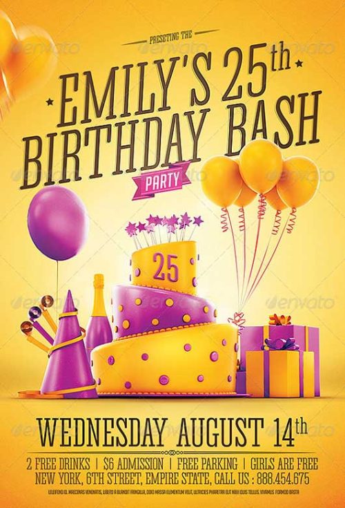Birthday Party Invitation Flyer Template - Download PSD Flyer - FFFLYER