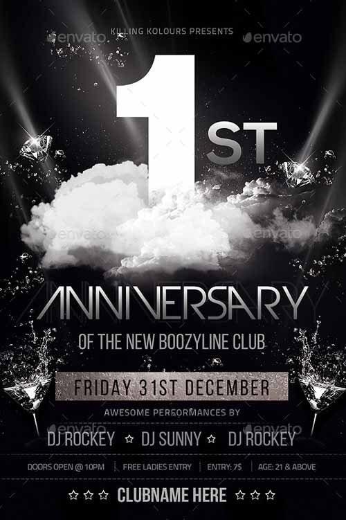 Anniversary Party Flyer Template Elegant PSD Flyer FFFLYER