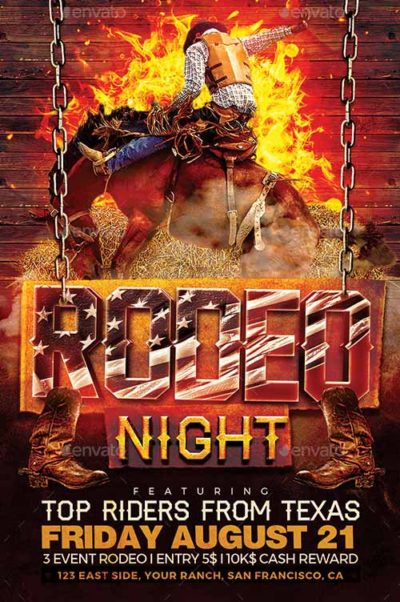 Download the Rodeo Nights Flyer Template - PSD Design - FFFLYER