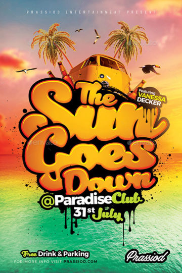 Sunset Flyer Template for Summer Party and Club Events - Download Now