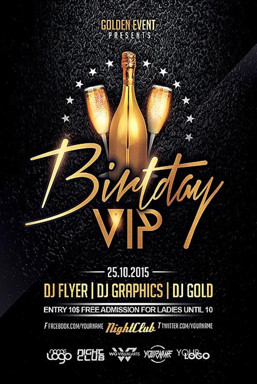 Birthday VIP Party Flyer Template Download PSD Flyer FFFLYER
