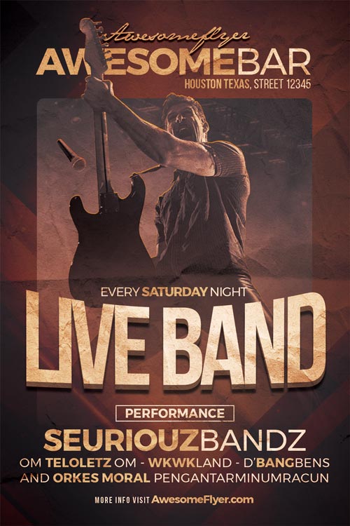 Live Band Flyer Template Flyer For Rock Concerts Events