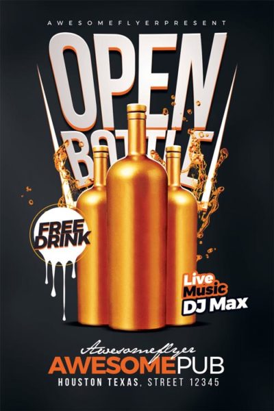 Open Bottle Flyer Template - Flyer for Club and Party Events!