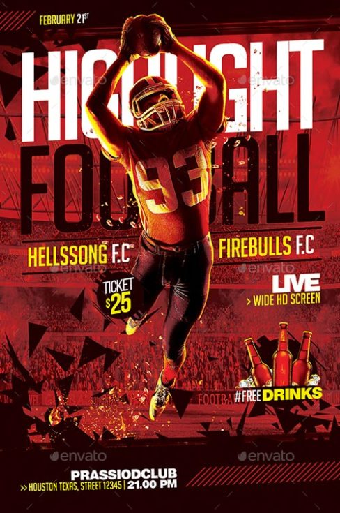 Football Game Night Flyer Template for Sport Events - PSD - FFFLYER