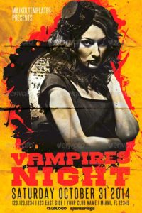 Vampires Night Halloween Party Flyer Template for Halloween Events