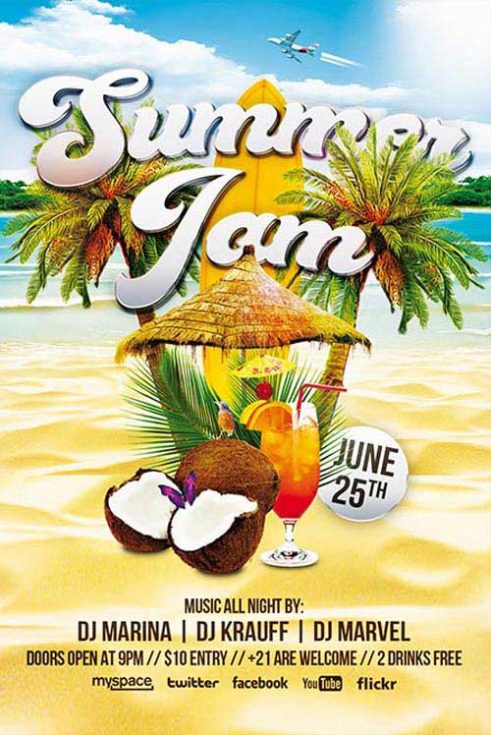 Summer Jam Free Poster and Flyer Template - Flyer for Clubs - FFFLYER