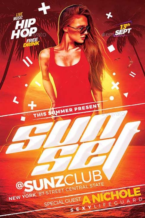 Summer Sunset Flyer Template - Download best Flyer Designs - FFFLYER