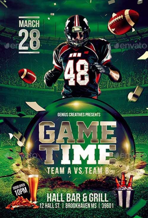 Download the Football Game Time Flyer Template - FFFLYER