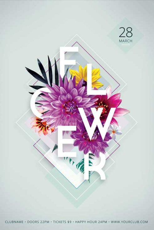 Download the Summer Flower Party Flyer Template - FFFLYER