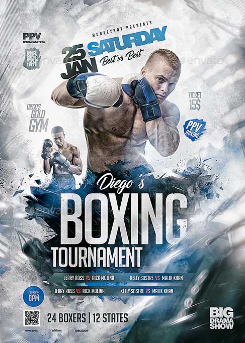 Boxing Event Flyer Template Download FFFLYER