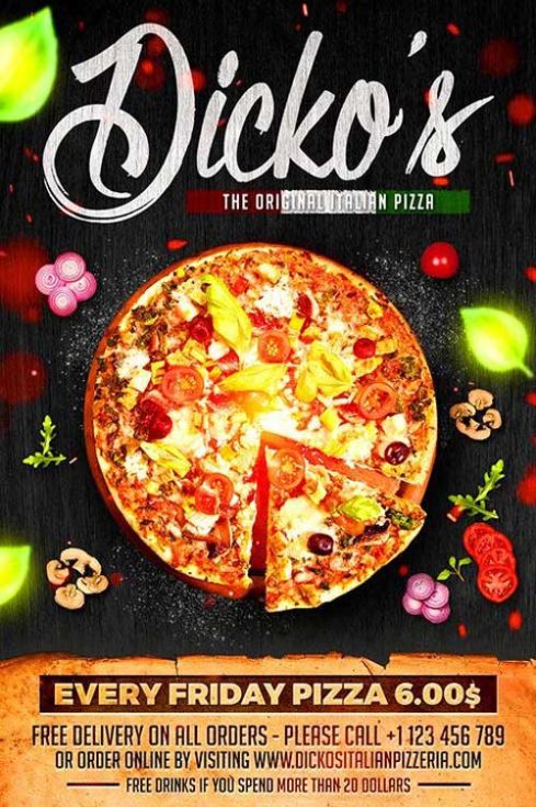 Italian Pizza Restaurant Flyer Template for Pizza Delivery - FFFLYER