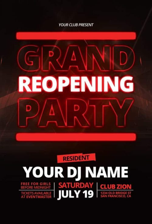 Free Grand Opening Party Flyer Template | Best Freebies | FFFlyer