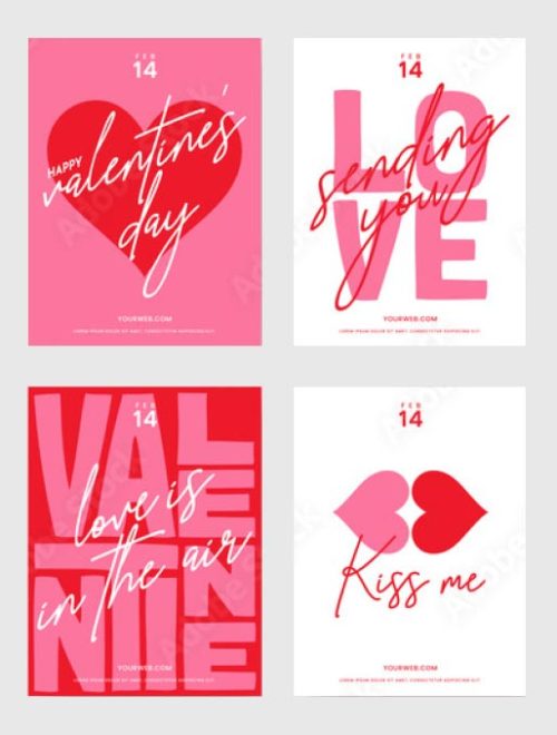 Modern Valentines Day Vector Card and Poster Template - FFFlyer